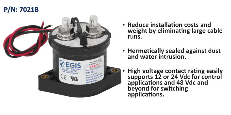 Contactor, 500 Amp, 12/24 V, Sealed | Egis Mobile Electric™