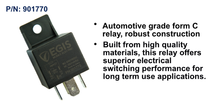 Mini ISO Relay, 40 A, Tab Mount, Form C, 12V | Egis Mobile Electric