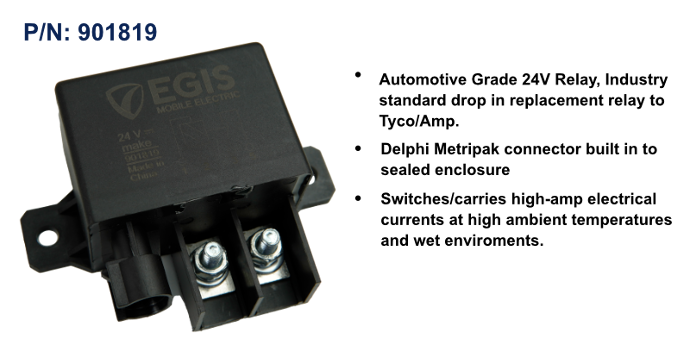 Relay 24V / 180 Amp w/Flyback Supression Resistor | Egis Mobile Electric