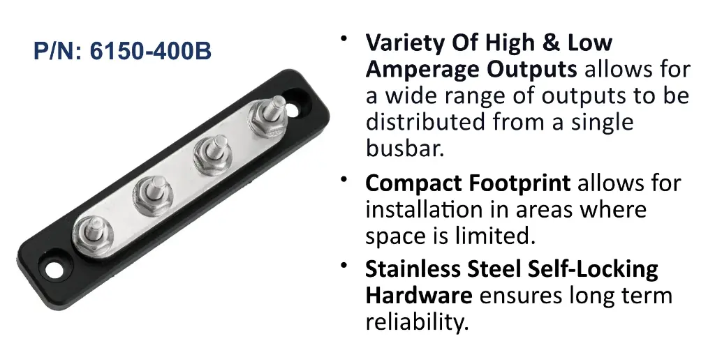 150A Four Stud Common BusBar, Bulk Pack | Egis Mobile Electric™